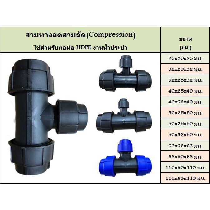 สามทางลด ขนาด (63*32*63) (63*50*63) มิล อุปกรณ์สวมอัด (COMPRESSION ...