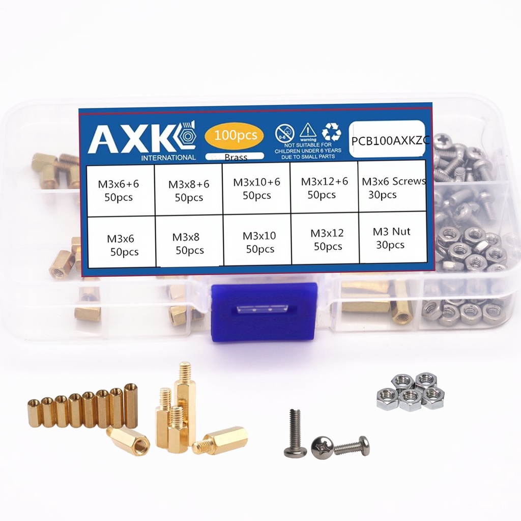 AXK 100PCS M3 Male Female Brass Standoff Spacer Hex Screws Nut ...