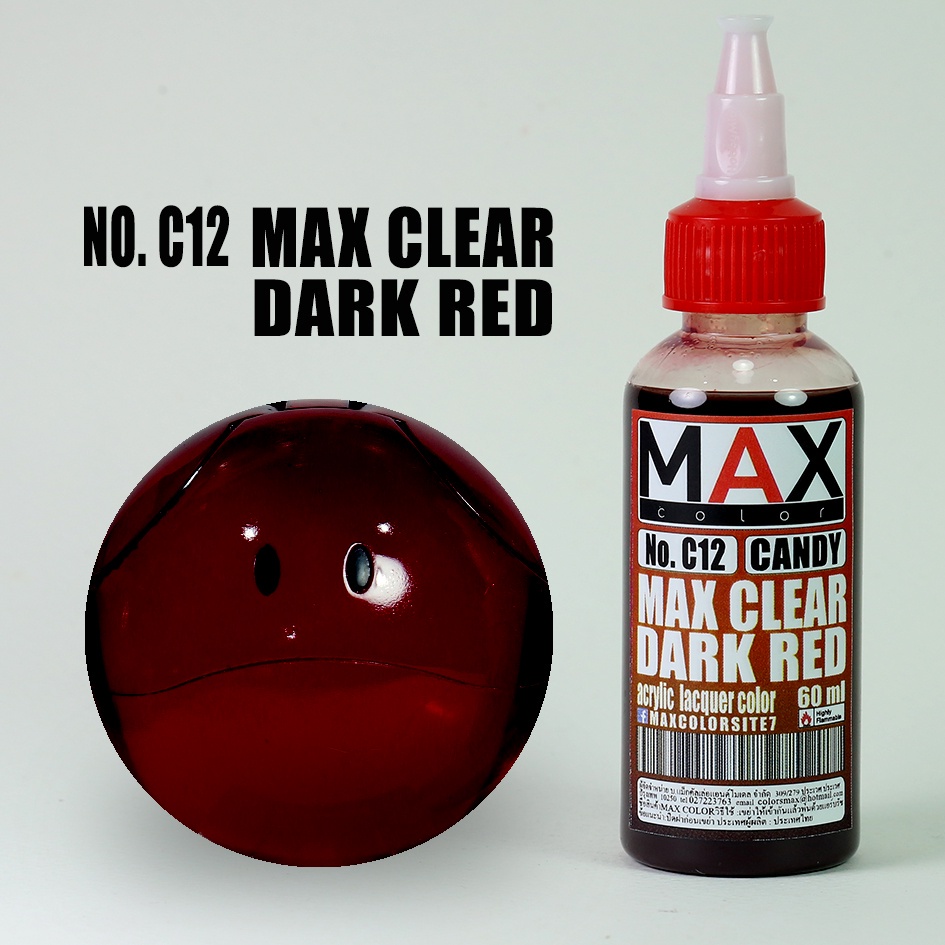 สีแอร์บรัช MAX COLOR CLEAR DARK RED No.C12 สำเร็จรูปพร้อมใช้งาน ...