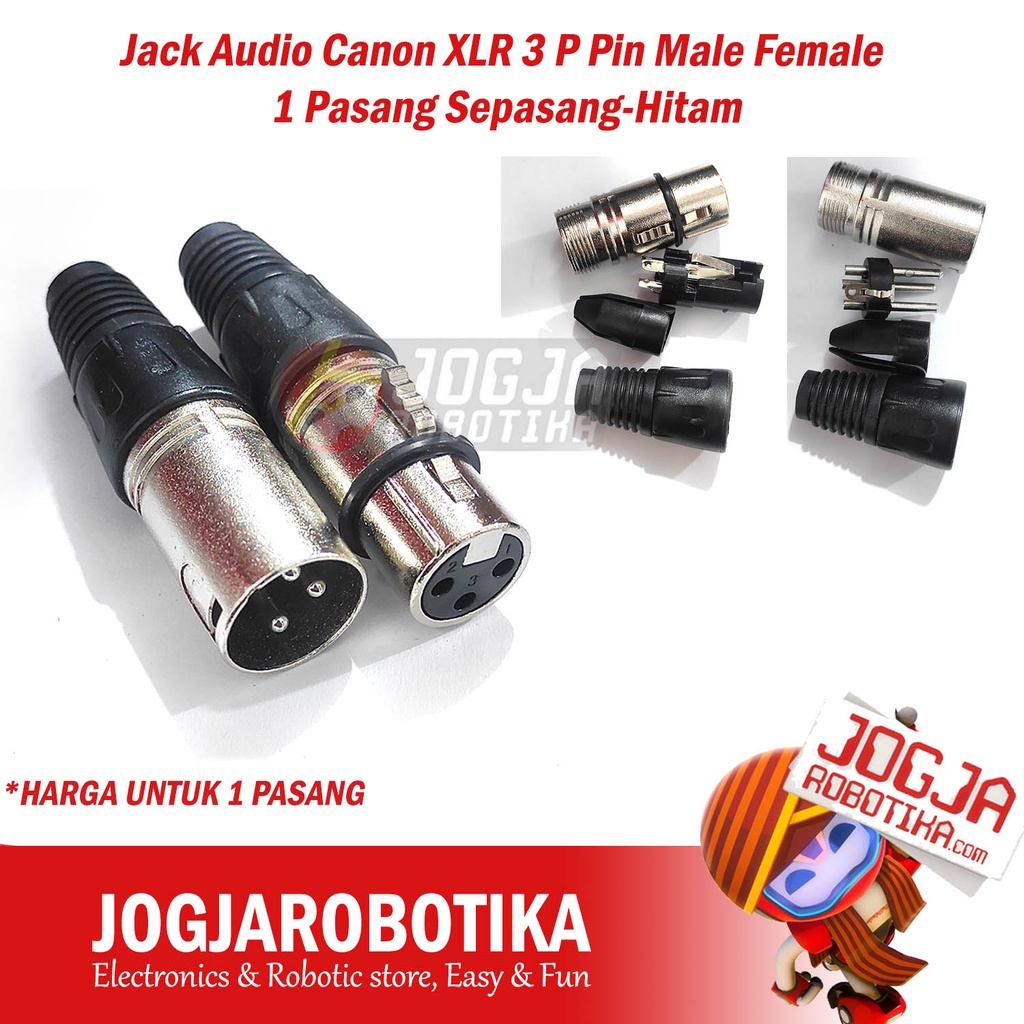 Hitam Audio Jack Canon XLR 3p Pin ชายหญิง 1 คู ่ - สีดํา | Shopee Thailand