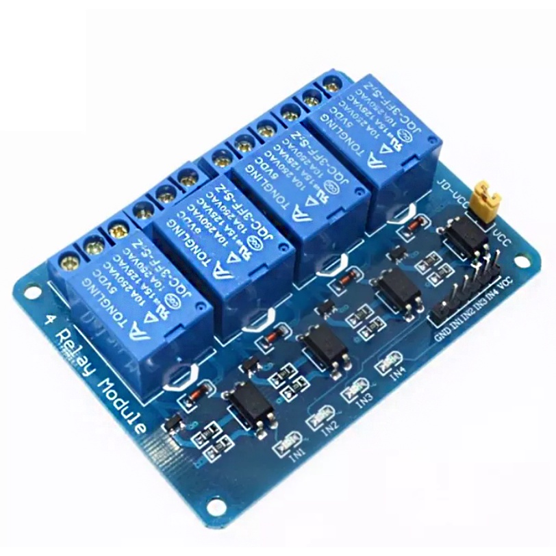 4 Channel Relay Module 5V 10A (หัวรีเลย์ยี่ห้อ Tongling รุ่น JQC-3FF-S ...