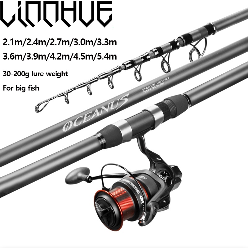 Linnhue คันเบ็ดตกปลา คาร์บอนไฟเบอร์ 2.1 ม. 2.4 ม. 2.7 ม. 3.0 ม. 3.3 ม. ...