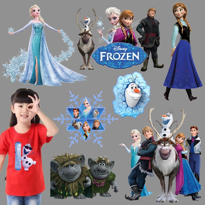 แผ่นสติกเกอร์ไวนิล ลาย Disney Frozen Iron on Patches Elsa Anna DIY ...