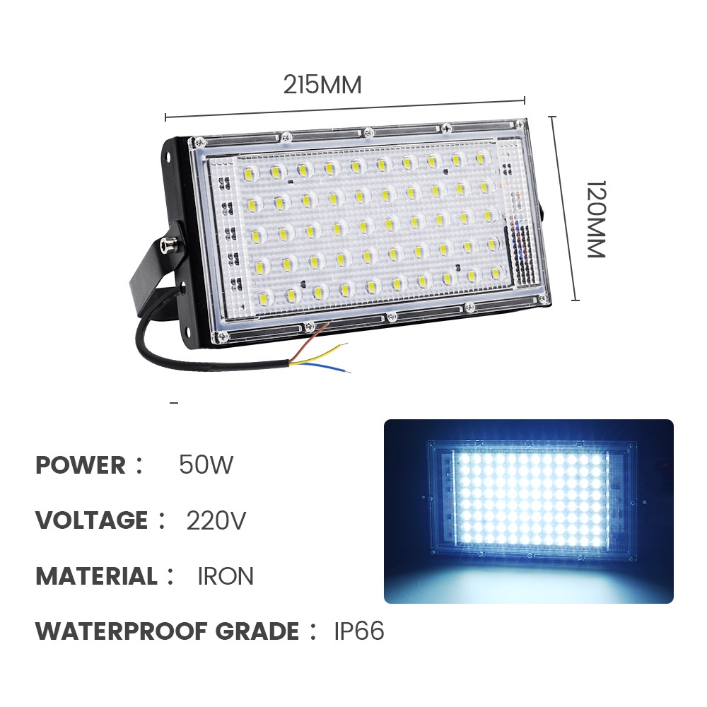RONG RIVER AC220V 50W ไฟสปอร์ตไลท์ พร้อมปลั๊ก สปอร์ตไลท์ LED Floodlight ...