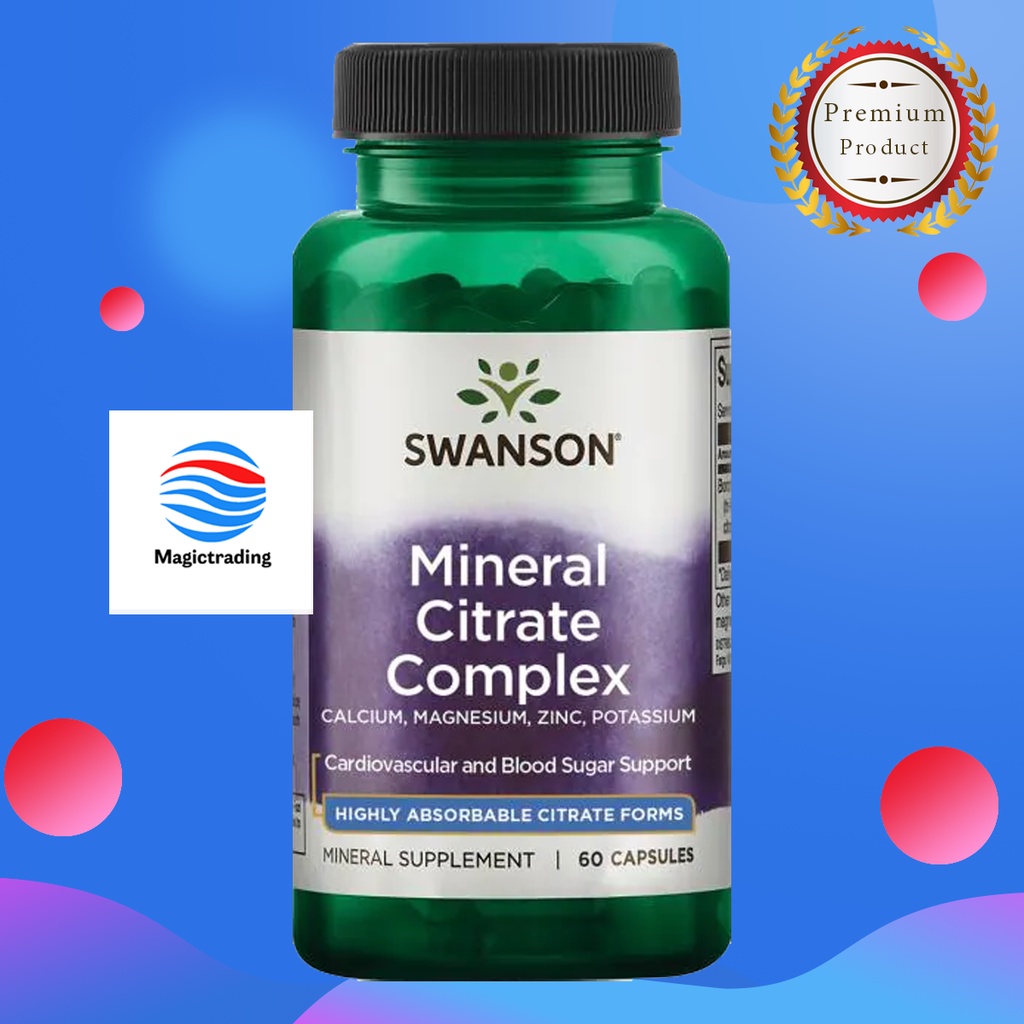 Swanson Ultra Mineral Citrate Complex - [ Calcium, Magnesium, Zinc ...