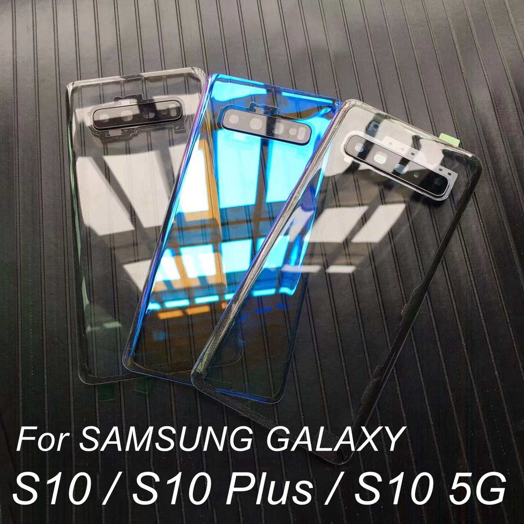 สําหรับ Samsung Galaxy S10 Plus S10e S10 5G ฝาหลังแบตเตอรี่กระจกใสด้านหลังเปลี่ยน + กาว G973 ...