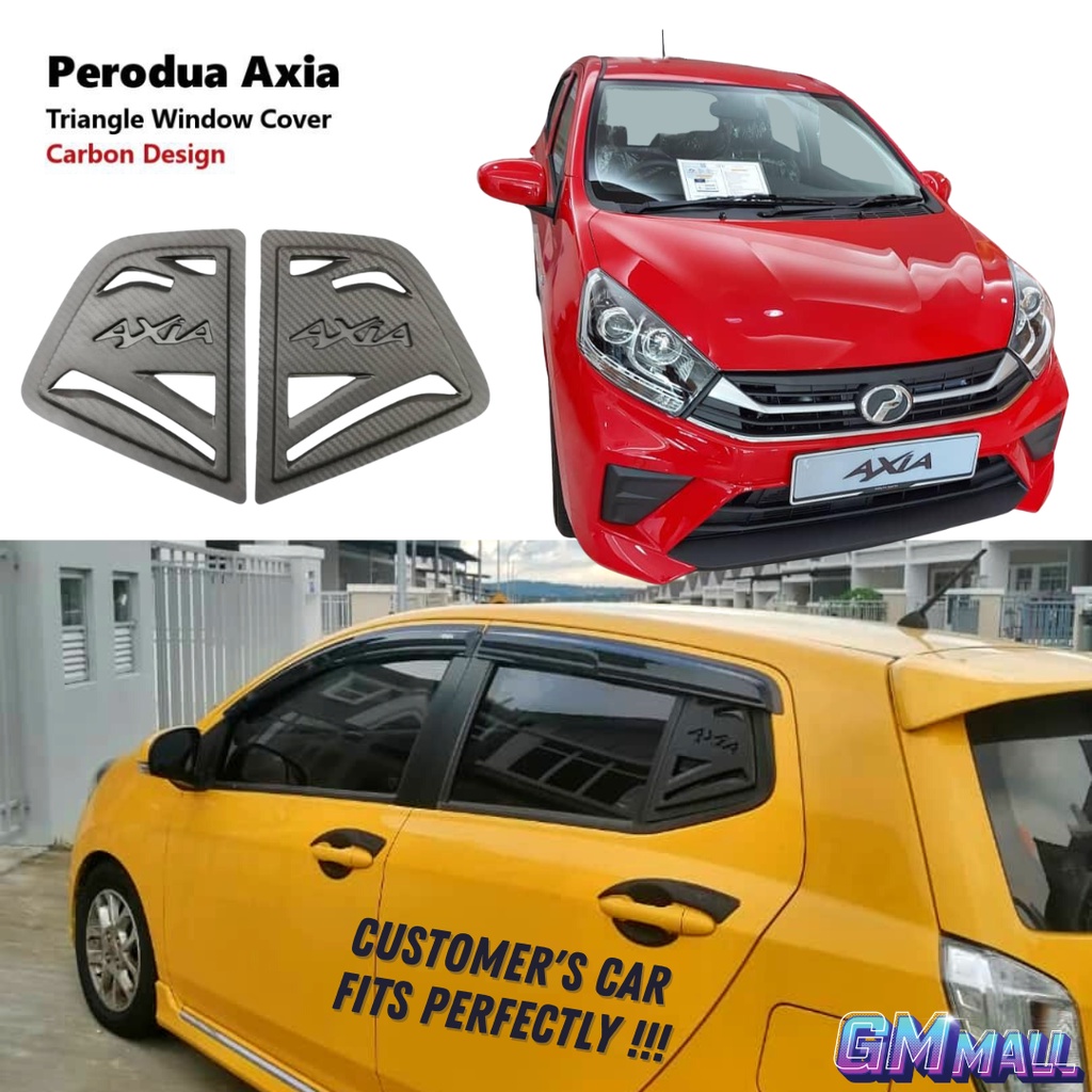 Perodua axia TRIANGLE WINDOW COVER คาร์บอนไฟเบอร์ด้านหลังกระจกมองข้าง Louver Tingkap Kereta axia ...