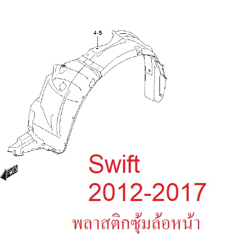 พลาสติกซุ้มล้อ Suzuki Swift 2012-2017 ซูซูกิ สวิฟ 72321-58M00 72322 ...