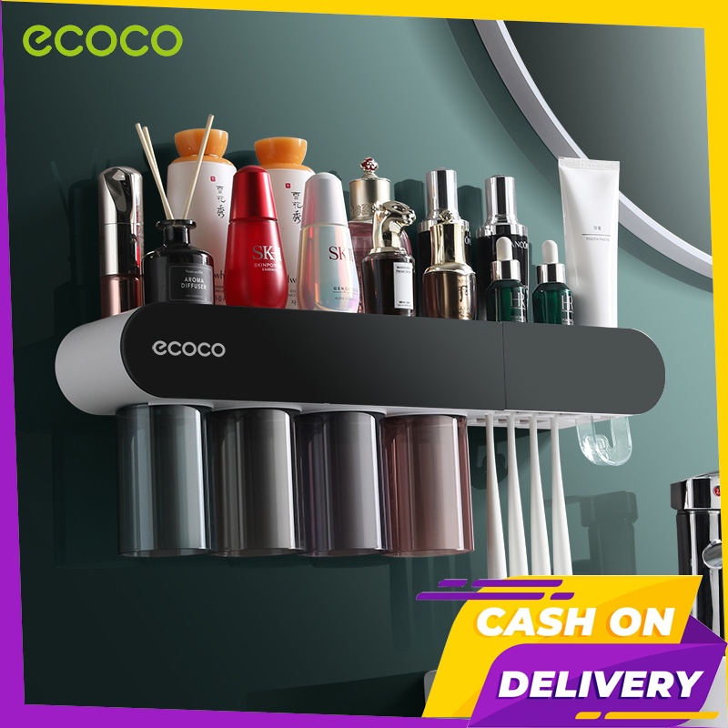 [พร้อมส่ง]Ecoco ที่วางแปรงสีฟัน แบบติดผนัง 2-3-4 ถ้วย ที่บีบยาสีฟัน ที่แขวนแปรงสีฟัน | Shopee ...