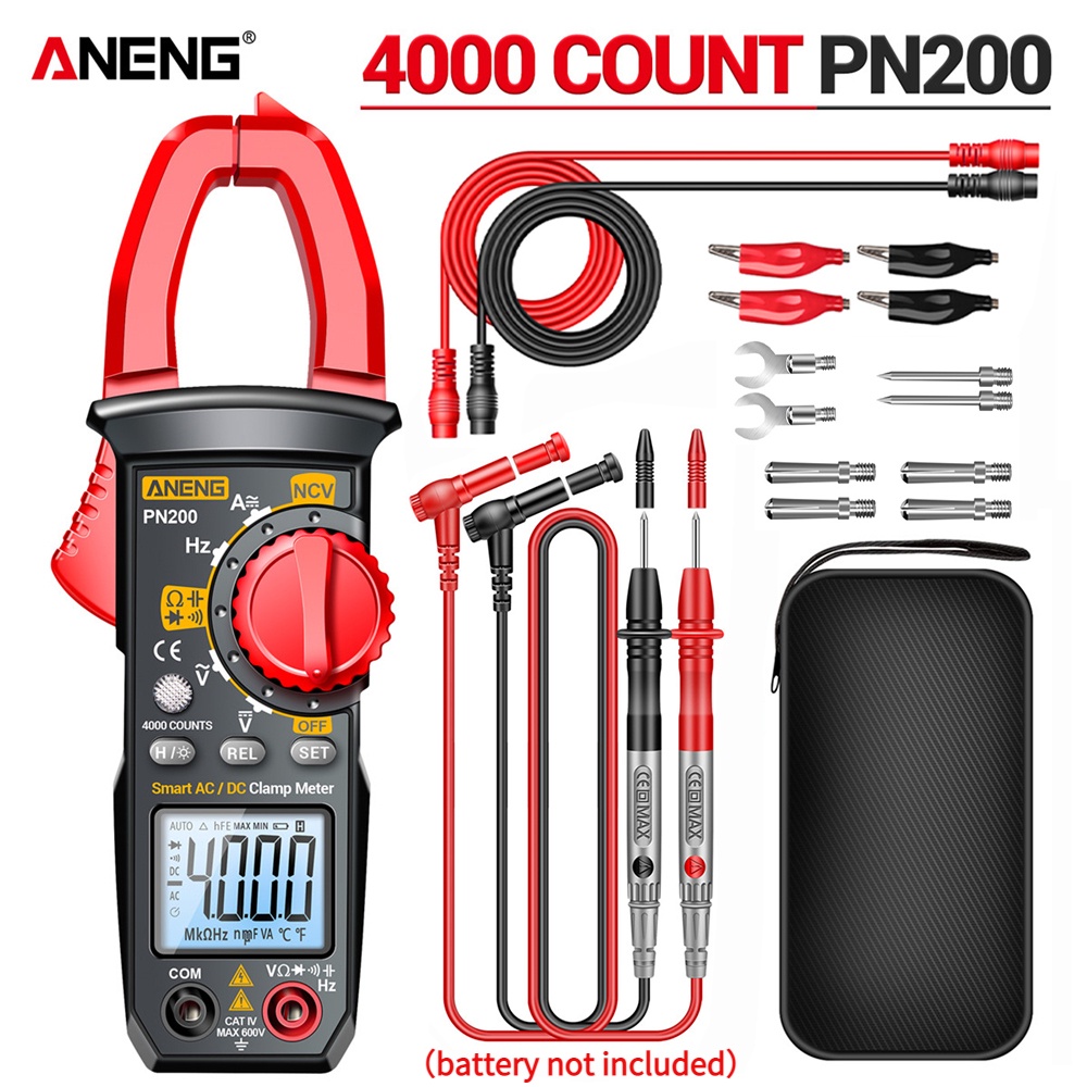 Aneng PN200 แคลมป์มิเตอร์ดิจิทัล DC/AC 600A กระแสไฟ 4000 นับ มัลติ ...