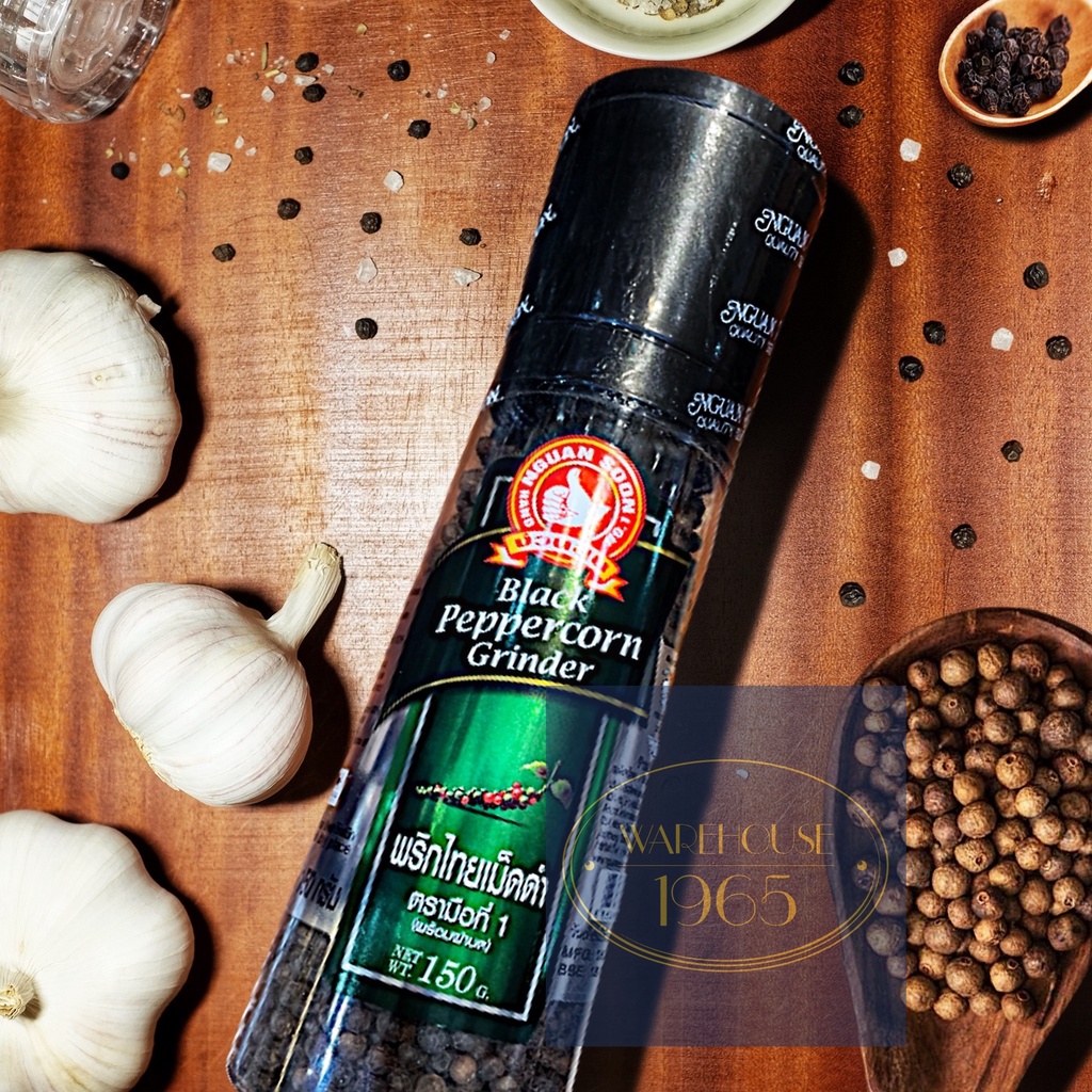 (150 g) พริกไทยดำเม็ด ฝาบด ปรับได้ เติมได้ ตรามือที่ 1 Nguan Soon Black ...