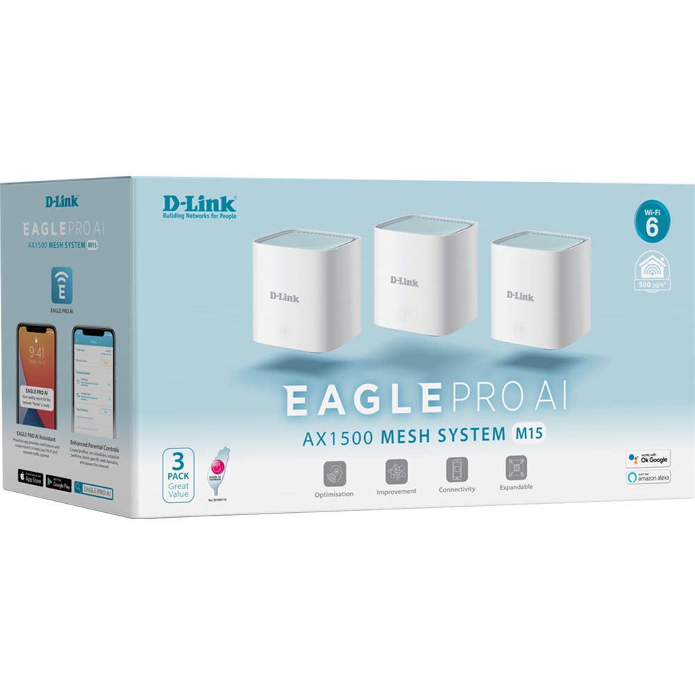 ROUTER (เราเตอร์) D-LINK (M15) AX1500 Wi-Fi 6 EAGLE PRO AI MESH ROUTER ...