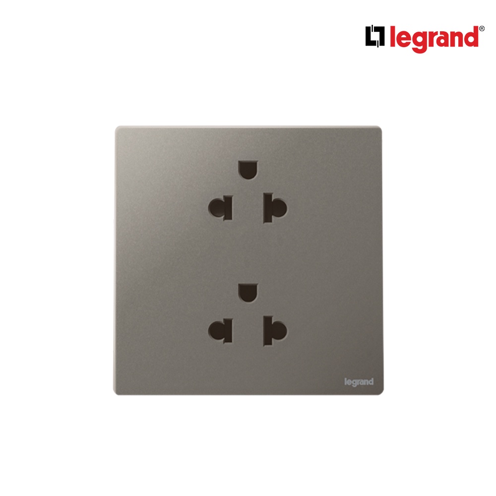 Legrand เต้ารับคู่มีกราวด์ สีเทาดำ 1G EURO-US 16A 2x2P+Earth Socket ...