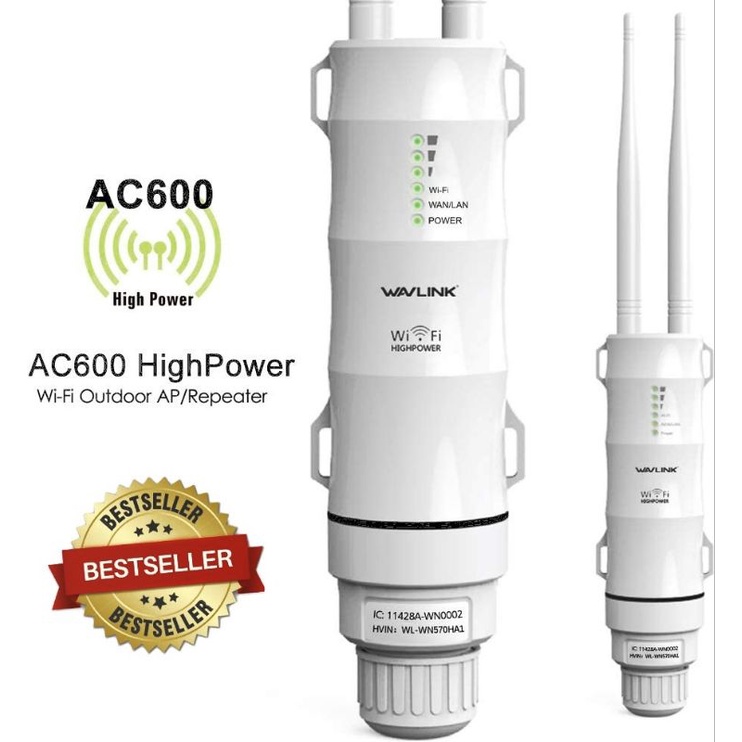 อุปกรณ์ขยายสัญญาณWavlink AC600สัญญาณกลางแจ้งรุ่น 27dBm Wifi Extender ...