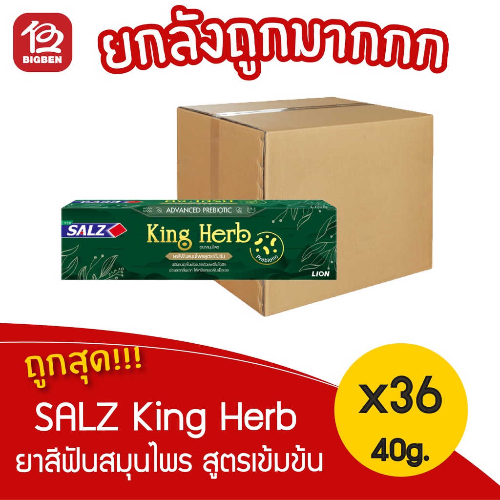 [ ยกลัง 36 หลอด ] SALZ ยาสีฟัน ซอลส์ KING HERB 40 กรัม x36 | Shopee Thailand