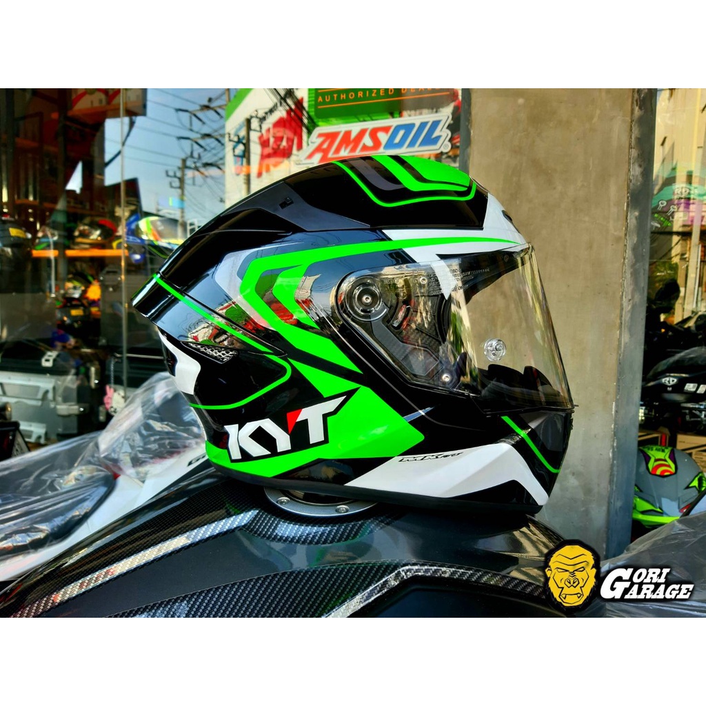หมวกกันน็อค KYT รุ่น TT COURSE ลาย Overtech BLK/GREEN | Shopee Thailand