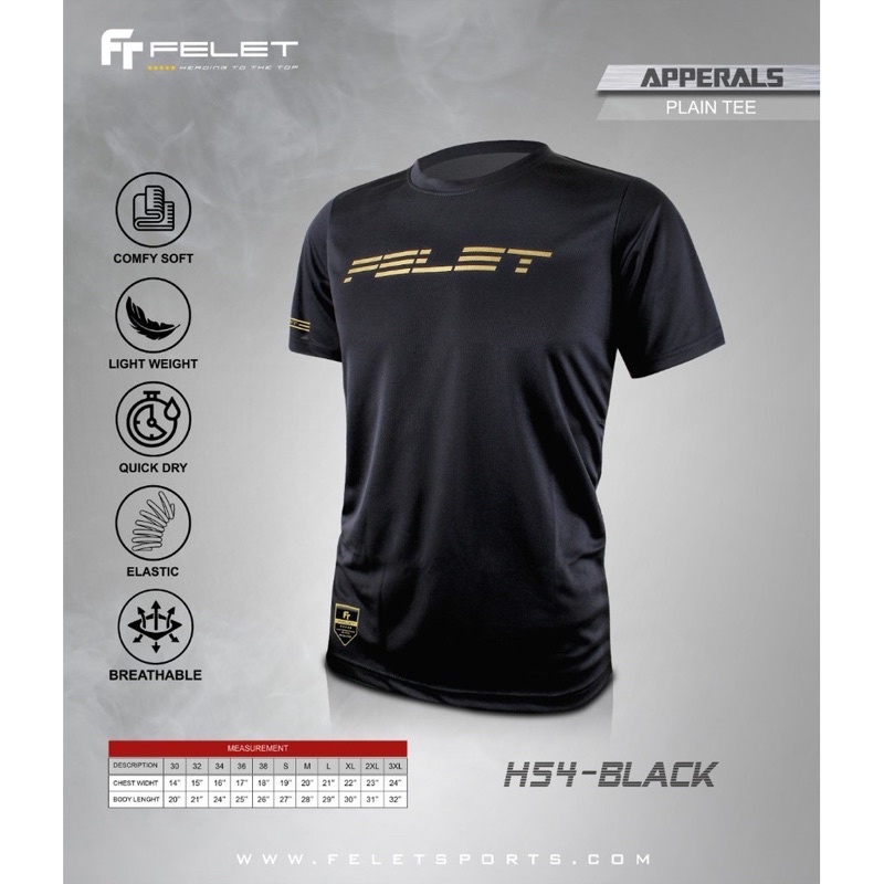 เสื้อกีฬา FELET รุ่น H54 BLACK | Shopee Thailand