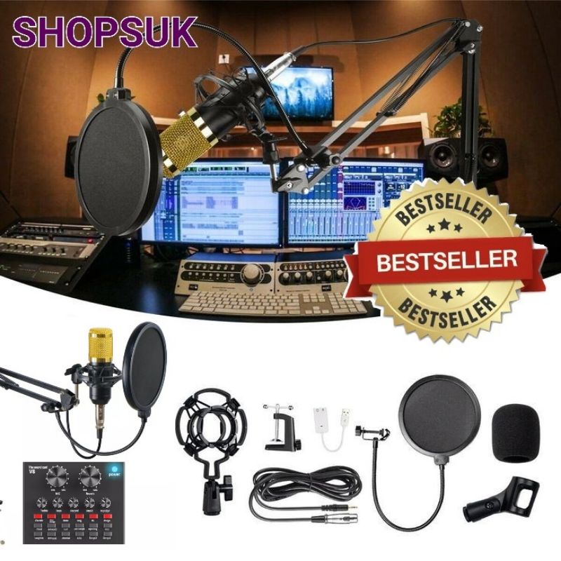 V8 ครบชุดไมโครโฟนBM800🎤 พร้อมอุปกรณ์Sound Card V8🎤 BM-800 Condenser ...