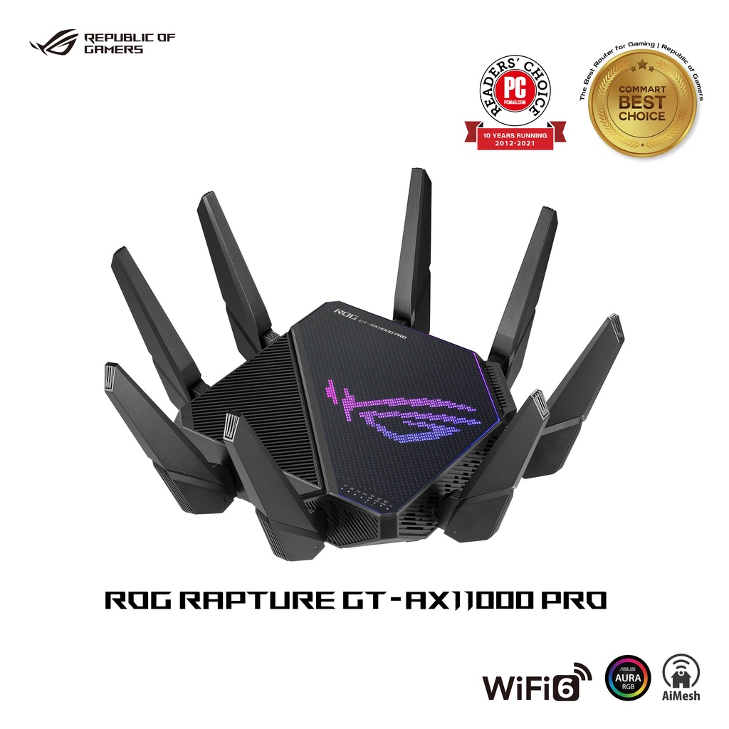 ASUS ROG Rapture GT-AX11000 PRO Tri-Band WiFi 6 gaming router, 2.5G ...