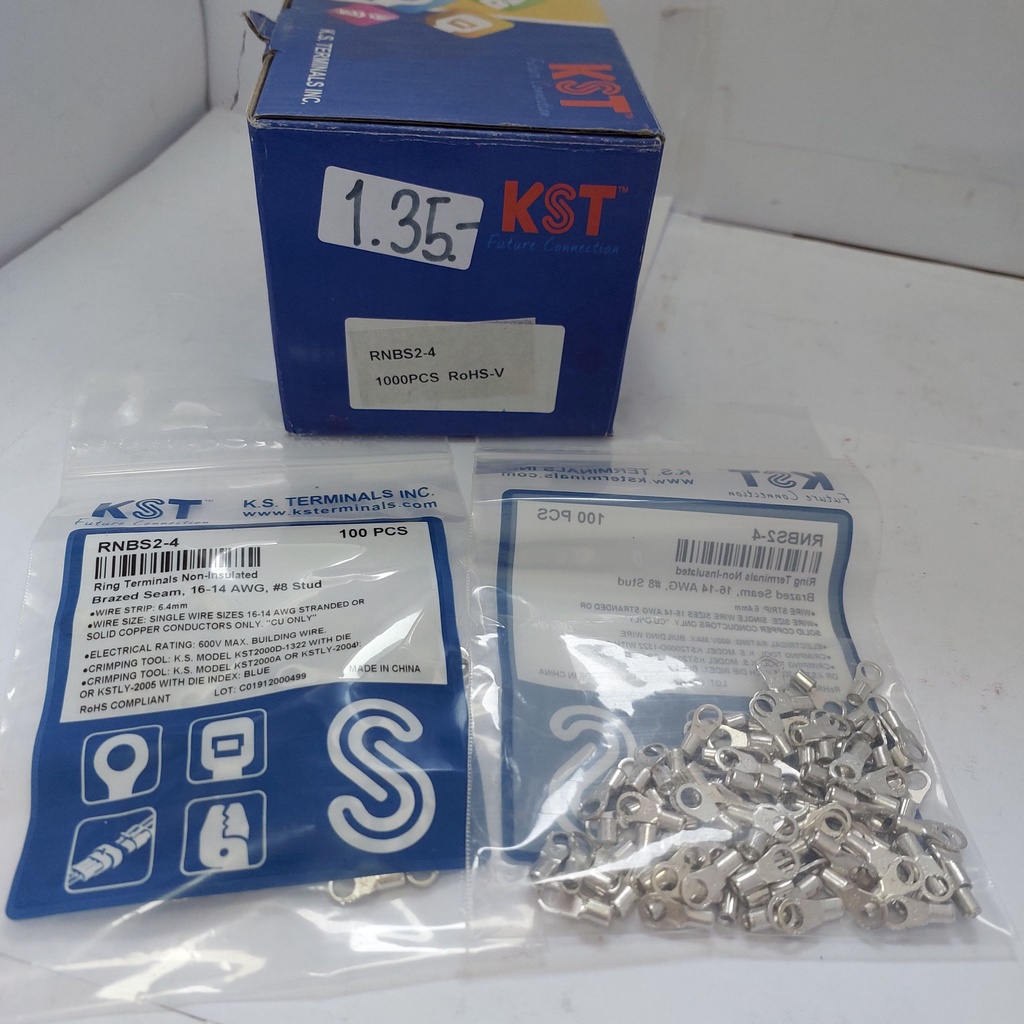 หางปลากลมเปลือย RING TERMINAL NON-INSULATE "KST" *** (ราคาต่อแพ็คค่ะ ...