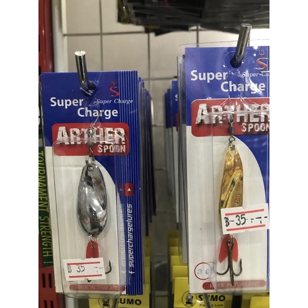 เหยื่อสปูน super charge arther spoon 3g./arther spoon 7g. สีเงิน-ทอง ...