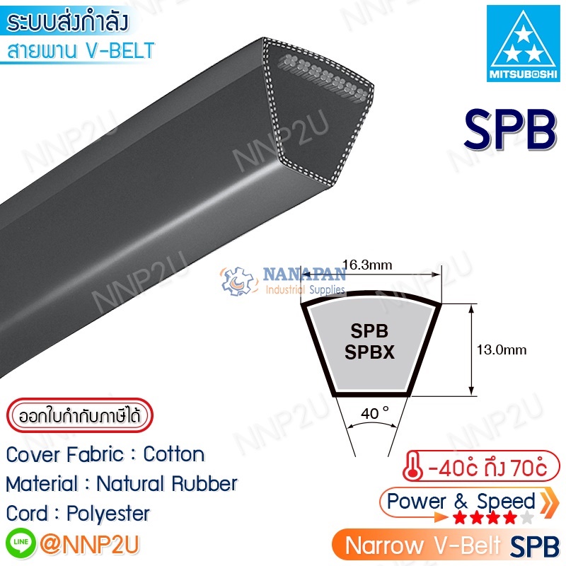 MITSUBOSHI สายพานมิตซูโบชิ SPB1700 SPB1750 SPB1800 SPB1850 SPB1900 ...