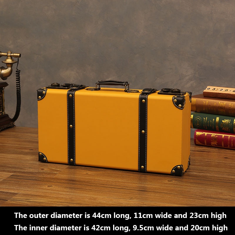 European Style Luxury Vintage Trunk Suitcase Red Travel Leather Luggage ...