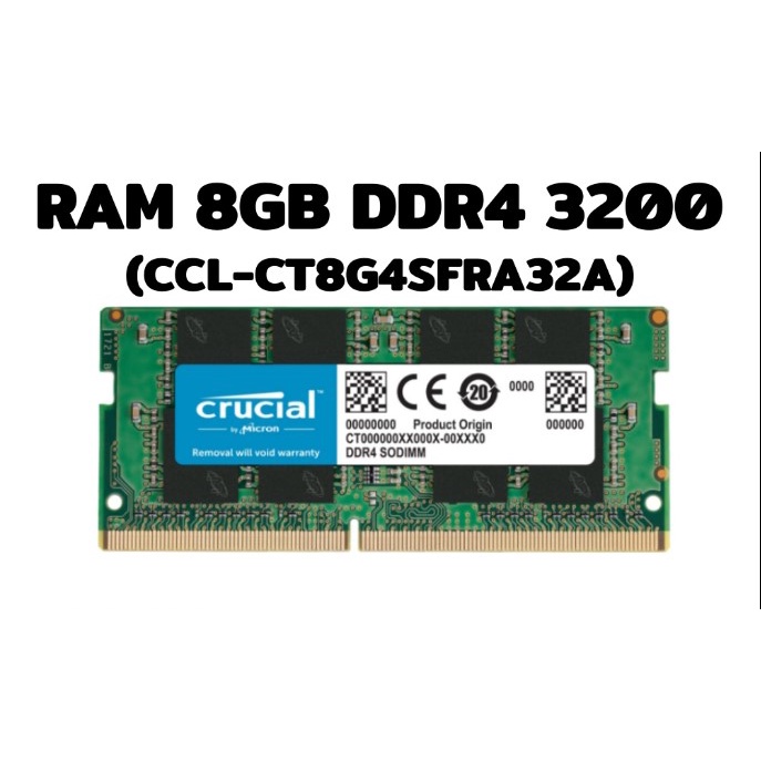 Crucial 8GB DDR4 3200 So-Dimm CL22 สำหรับ Notebook (CCL-CT8G4SFRA32A) ประกันตลอดการใช้งาน ...