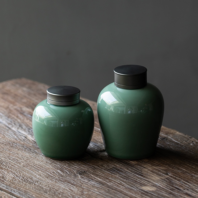 Yue Kiln Celadon กระป๋องชาเซรามิค สองชั้น ซีลสองชั้น [A009] | Shopee Thailand