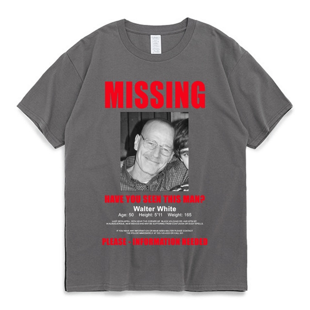 เสื้อยืดแขนสั้น ผ้าฝ้าย พิมพ์ลาย Heisenberg Breaking Bad Missing Sign ...