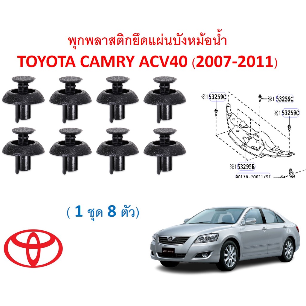 SKU-A590( 1 ชุด 8 ตัว) พุกพลาสติกยึดแผ่นบังหม้อน้ำ TOYOTA CAMRY แคมรี่ ...