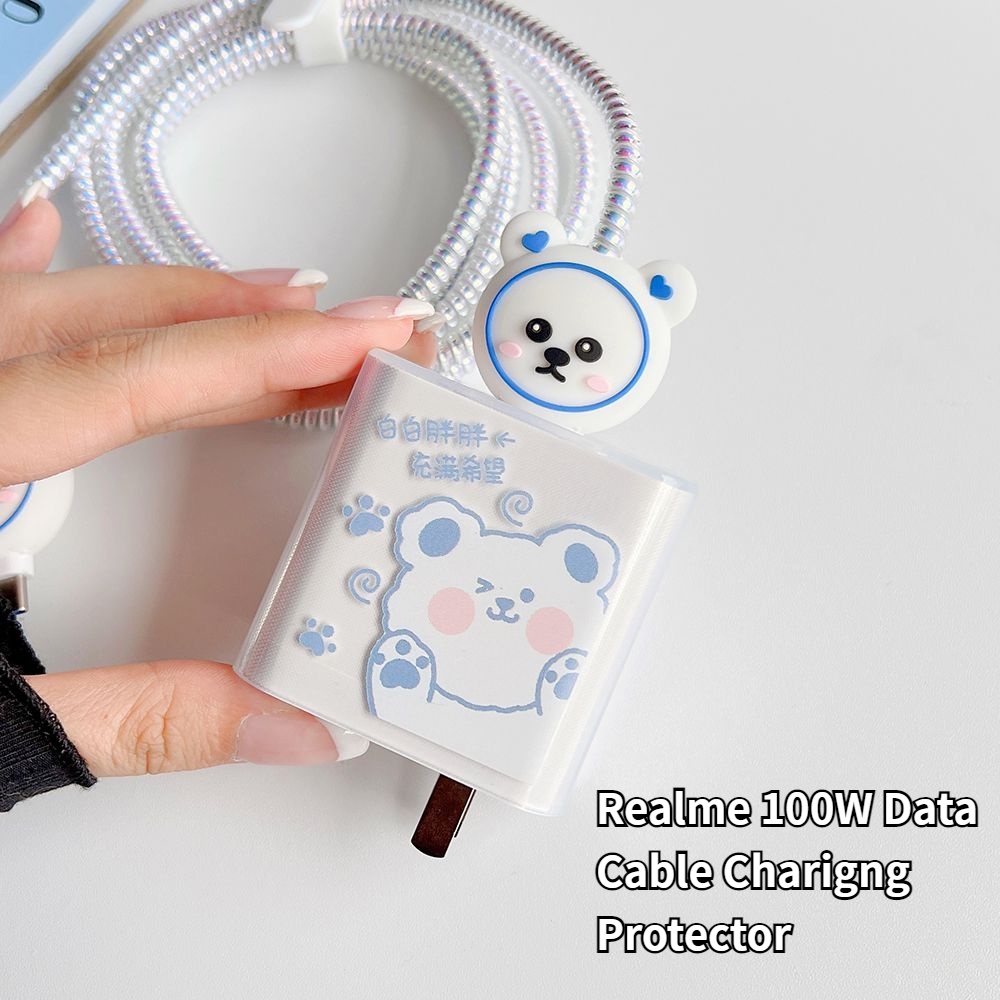 เคสโทรศัพท์มือถือ แบบนิ่ม ลายหมีอ้วน สีขาว สําหรับ Realme 100W Real Me ...