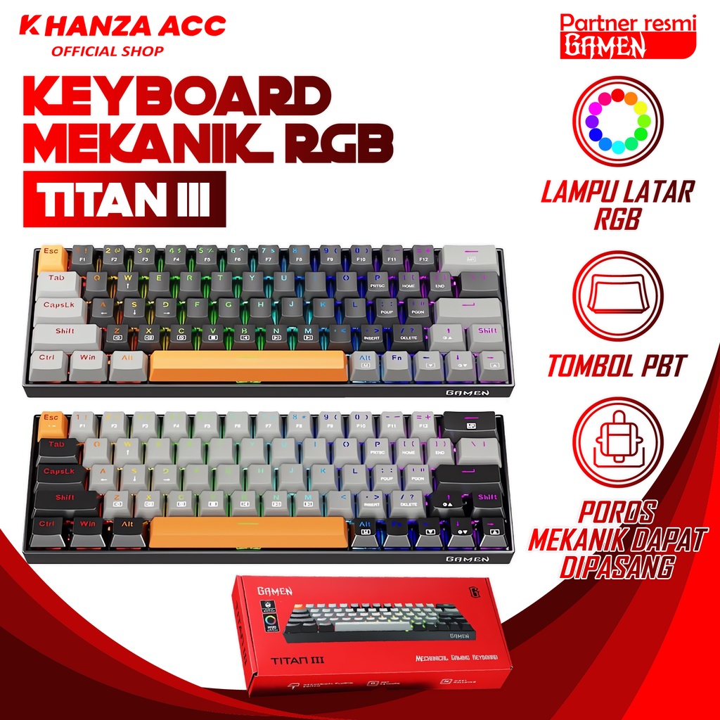 Khanzaacc GAMEN TITAN III คีย์บอร์ดเกมแบบมีสาย Pluggable Switch Blue ...