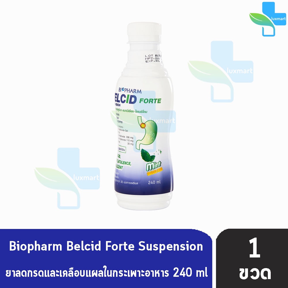 Belcid Forte เบลซิด ฟอร์ท รสมิ้นต์ สูตรไม่มีน้ำตาล ขนาด 240ml. [1 ขวด ...