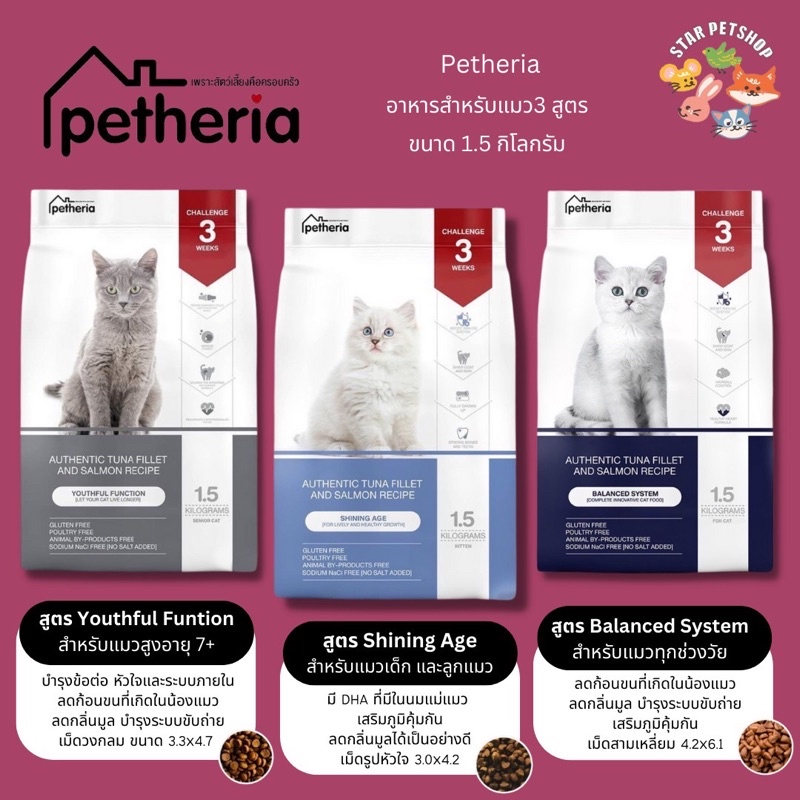 Petheria อาหารแมว เพ็ทเทอเรีย ลดการเกินก้อนขน ลดขนร่วง ไม่เค็ม ขนาด 1.5 ...