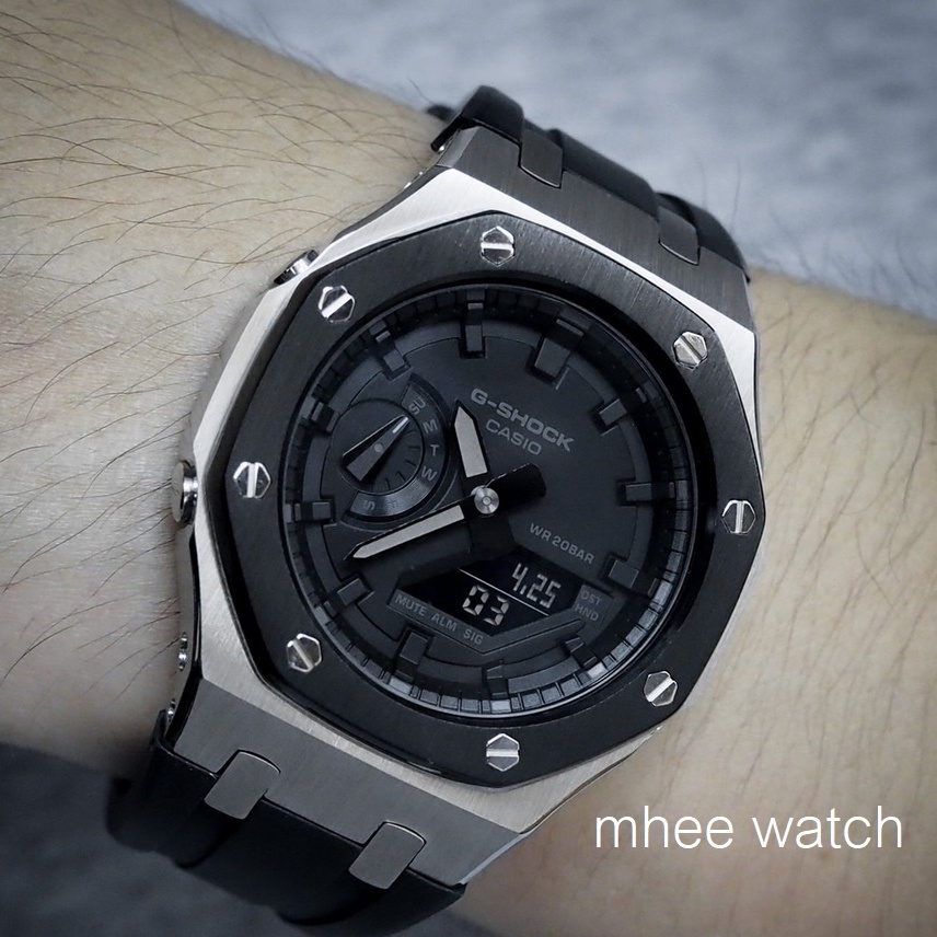 G-Shock Custom AP Style Black Silver Twotone Gen3 รุ่น GA-2100-1A1 ของ ...