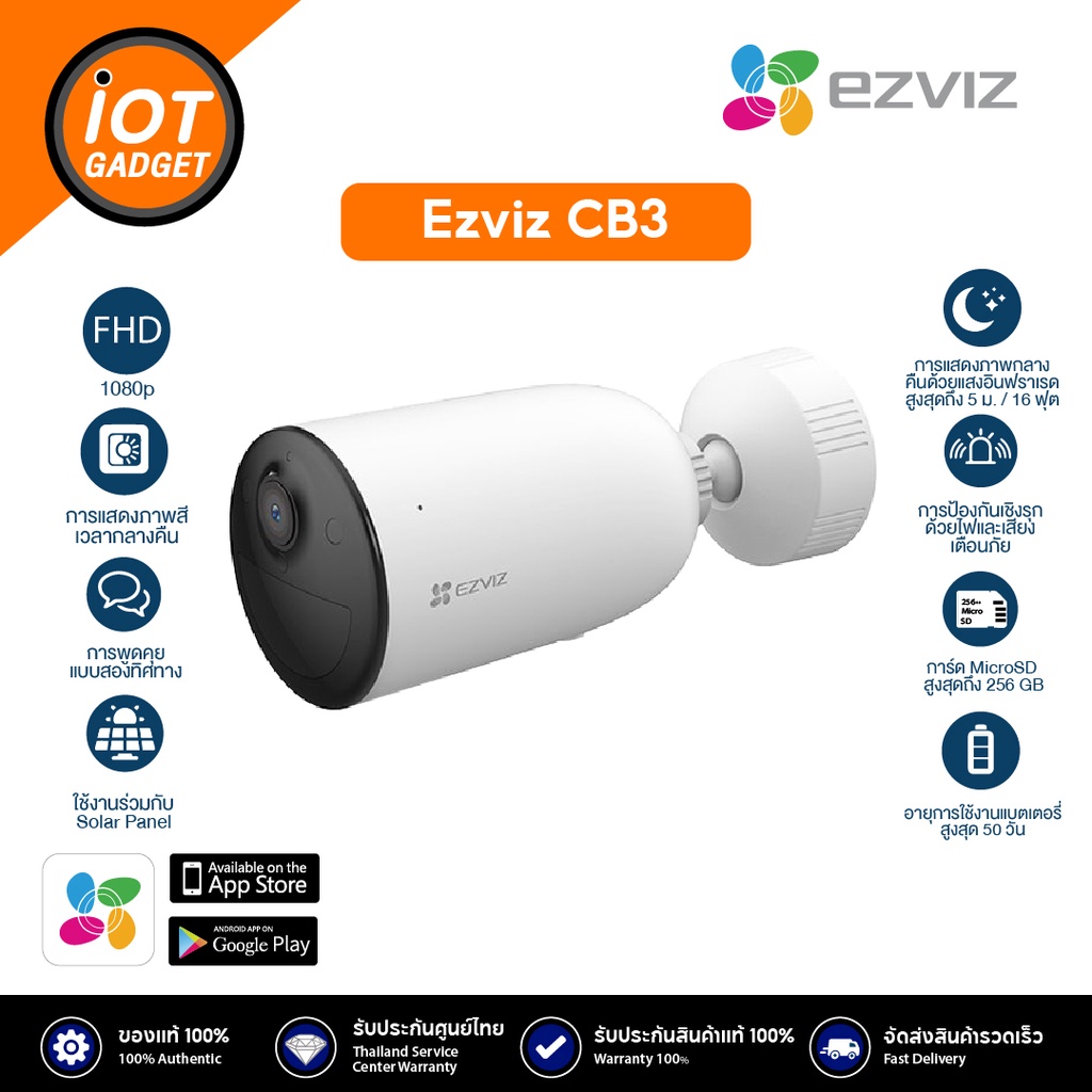 EZVIZ รุ่น CS-CB3-R100-2D2WFL WiFi Smart Home Battery Camera CB3 (2MP ...