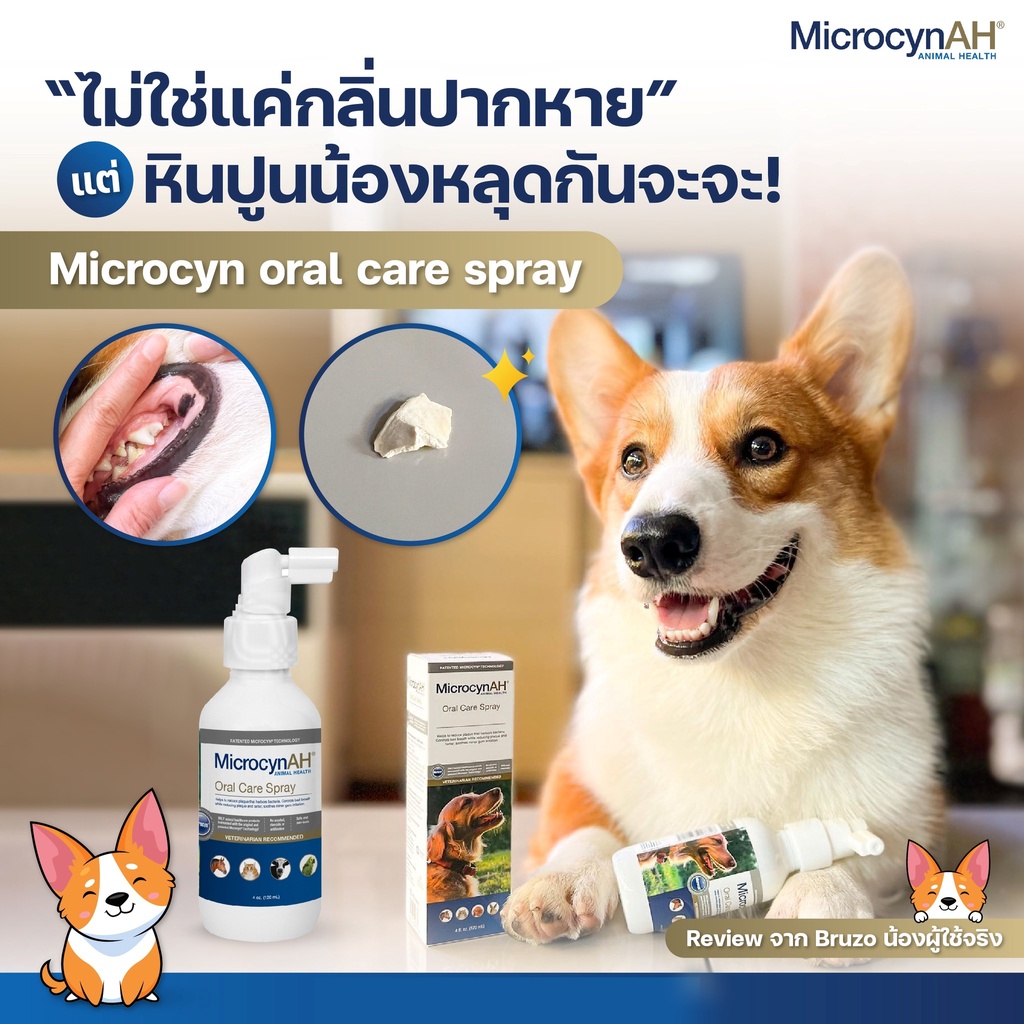 MicrocynAH Oral Care Spray 120mL สเปรย์ทำความสะอาดช่องปาก ลดการสะสมของ ...