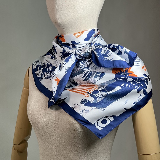 GSP ผ้าพันคอลายกราฟฟิก SILK SATIN SCARF (PQ11NV) | Shopee Thailand