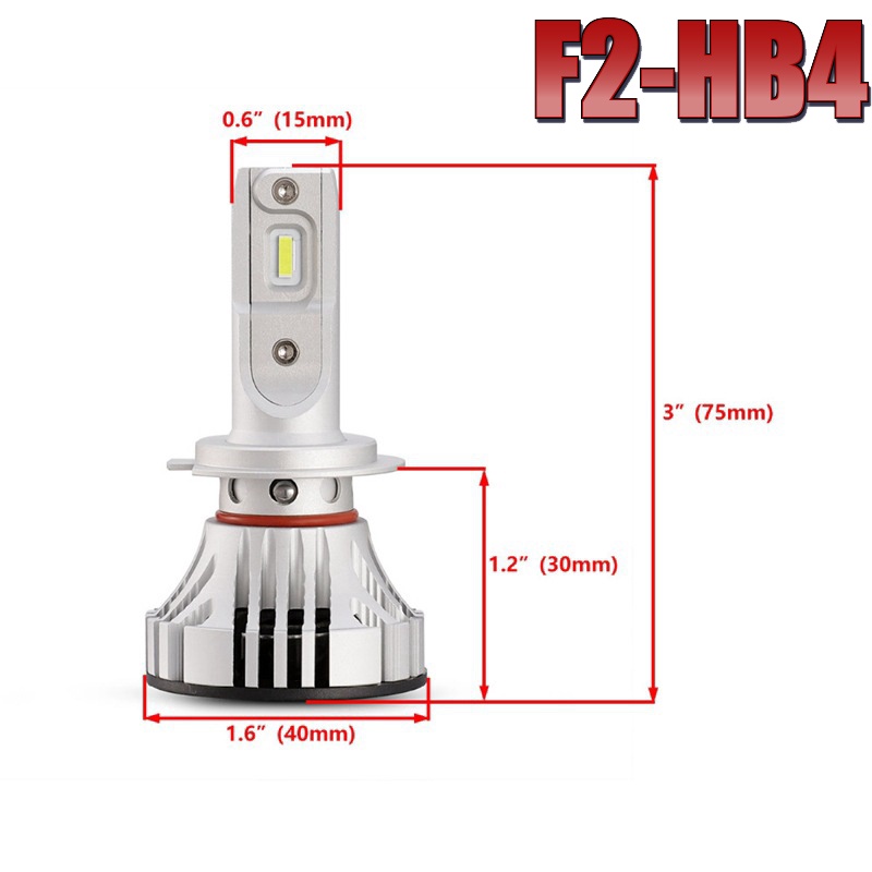 1คู่ ฟหน้ารถยนต์ หลอดไฟหน้า LED F2 H11 LED หลอดไฟ 72W 12000Lm 6500 k ...