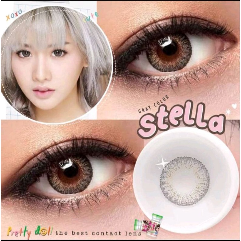 คอนแทคเลนส์ บิ๊กอาย รุ่น Stella เทา/Gray มีค่าสายตาปกติ (0.00) ละมุน ...