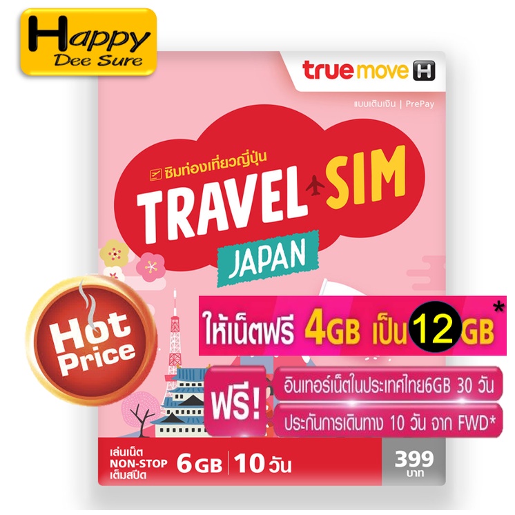 ซิมท่องเที่ยว ญี่ปุ่น , TRAVEL SIM JAPAN Truemove-H ปริมาณ 6GB นาน 10 ...