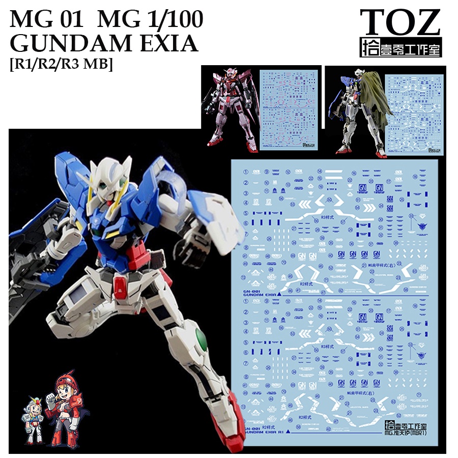 ดีคอลน้ำ [TOZ] MG 01 GUNDAM EXIA /TRANS AM R1/R2/R3/MB MG 1/100 WATER DECAL MG01 | Shopee Thailand