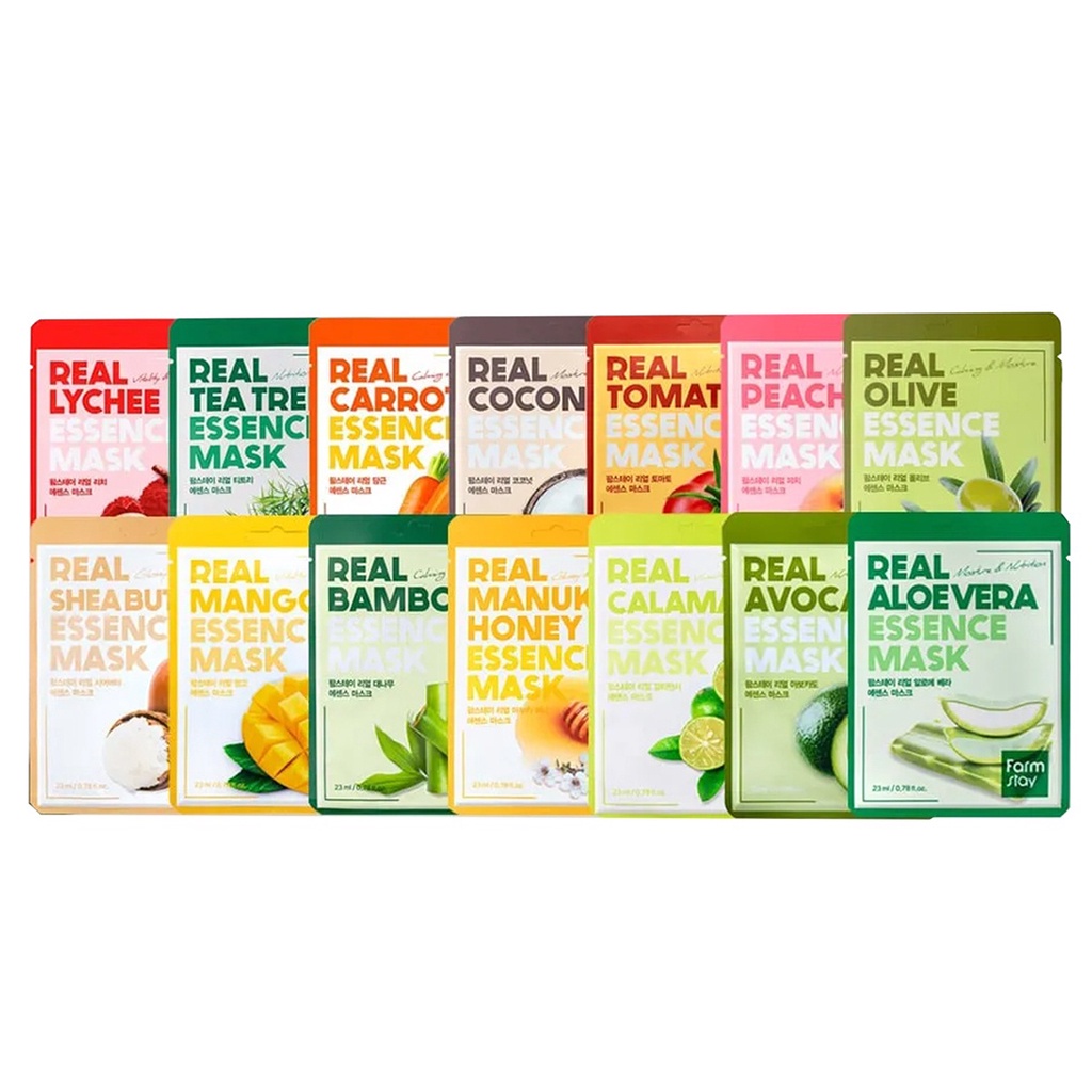 farmstay real essence mask 1ea 23ml 14 types | Shopee Thailand