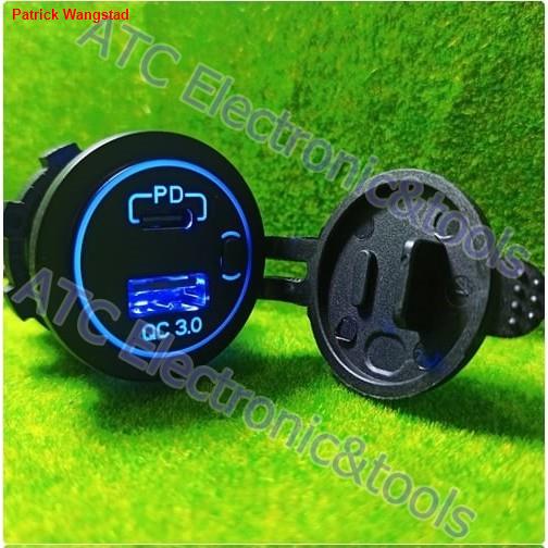 จัดส่งทันทีSocket USB PD Type QC3.0+Type C 2 ช่อง มีสวิตช์กดเปิด-ปิด ...