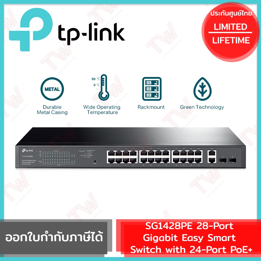 TP-Link SG1428PE 28-Port Gigabit Easy Smart Switch with 24-Port PoE+ ...