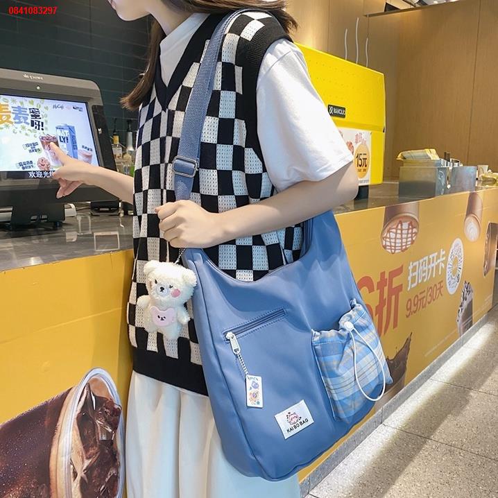 newyorkgallery(N1726) -กระเป๋าสะพายข้างป้าย KAI BO BAG ช่องใสของลาย ...