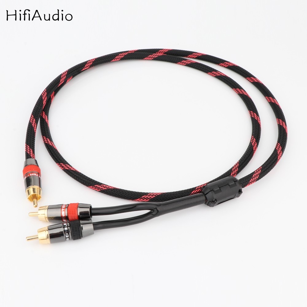 HIFI Single RCA to Dual RCA Subwoofer สายสัญญาณเสียงทองแดงบริสุทธิ์ One ...
