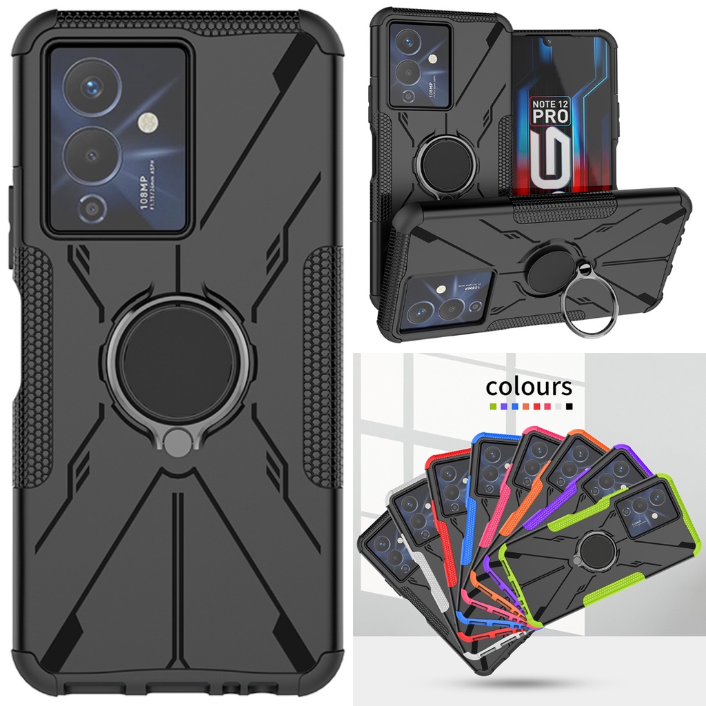 เคสเกราะไฮบริด แบบสองชั้น กันกระแทก พร้อมแหวนขาตั้ง สําหรับ Infinix ...