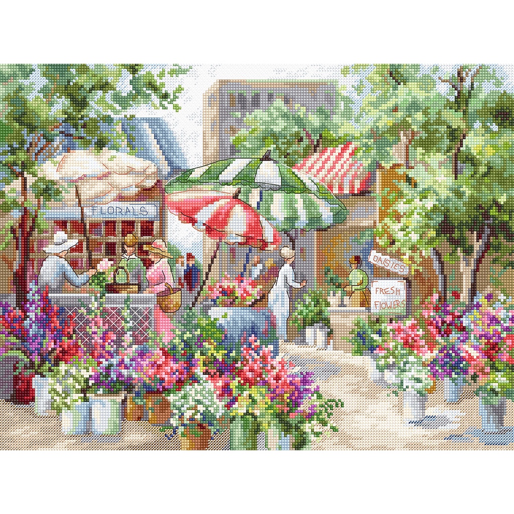 LETI-978 Flower Market ชุดปักครอสติชลิขสิทธิ์แท้ ครอสติชไม่พิมพ์ลาย ...
